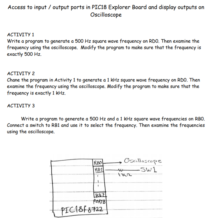 Access to input / output ports in PIC18 Explorer | Chegg.com