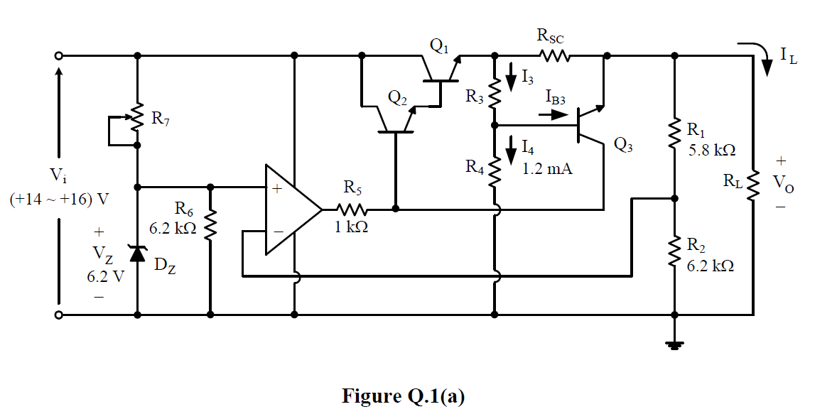 Solved A series voltage regulator circuit with fold-back | Chegg.com