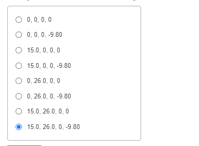 What are the values of the velocity vector components | Chegg.com