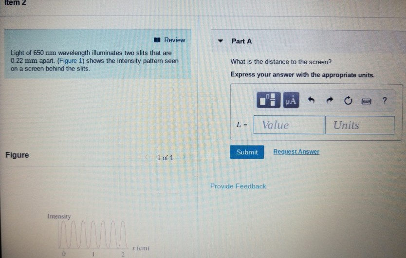 Solved Item 2 Review Part A Light of 650 nm wavelength | Chegg.com