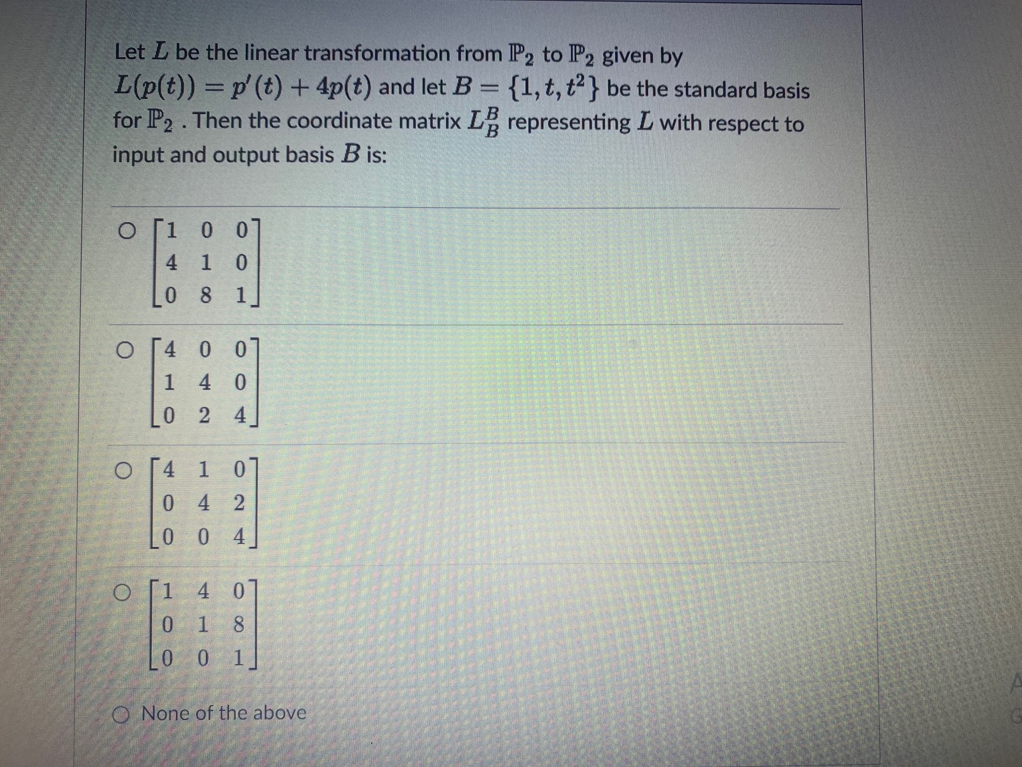 Solved Let L be the linear transformation from P2 to P2 | Chegg.com