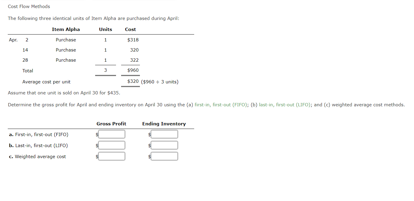 Solved Cost Flow Methods The following three identical units | Chegg.com