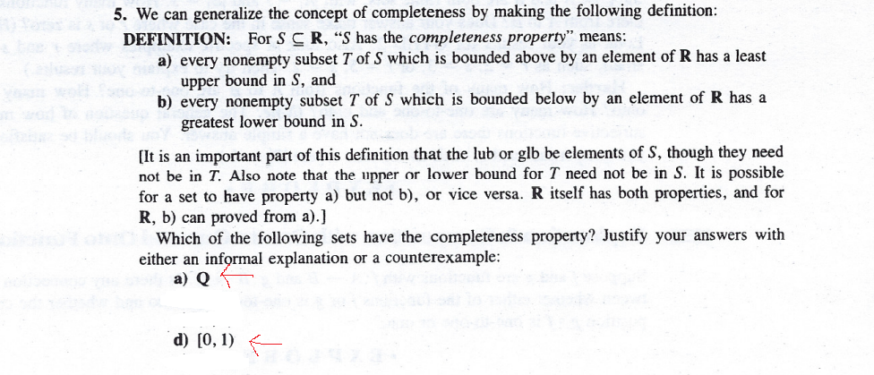Solved 5. We can generalize the concept of completeness by | Chegg.com