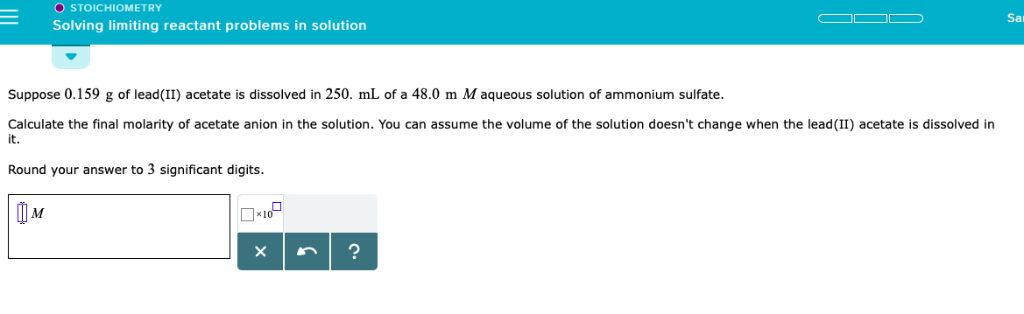 Solved O STOICHIOMETRY Solving limiting reactant problems in | Chegg.com