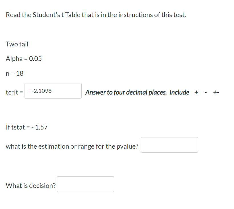 Solved Read the Student's t Table that is in the | Chegg.com