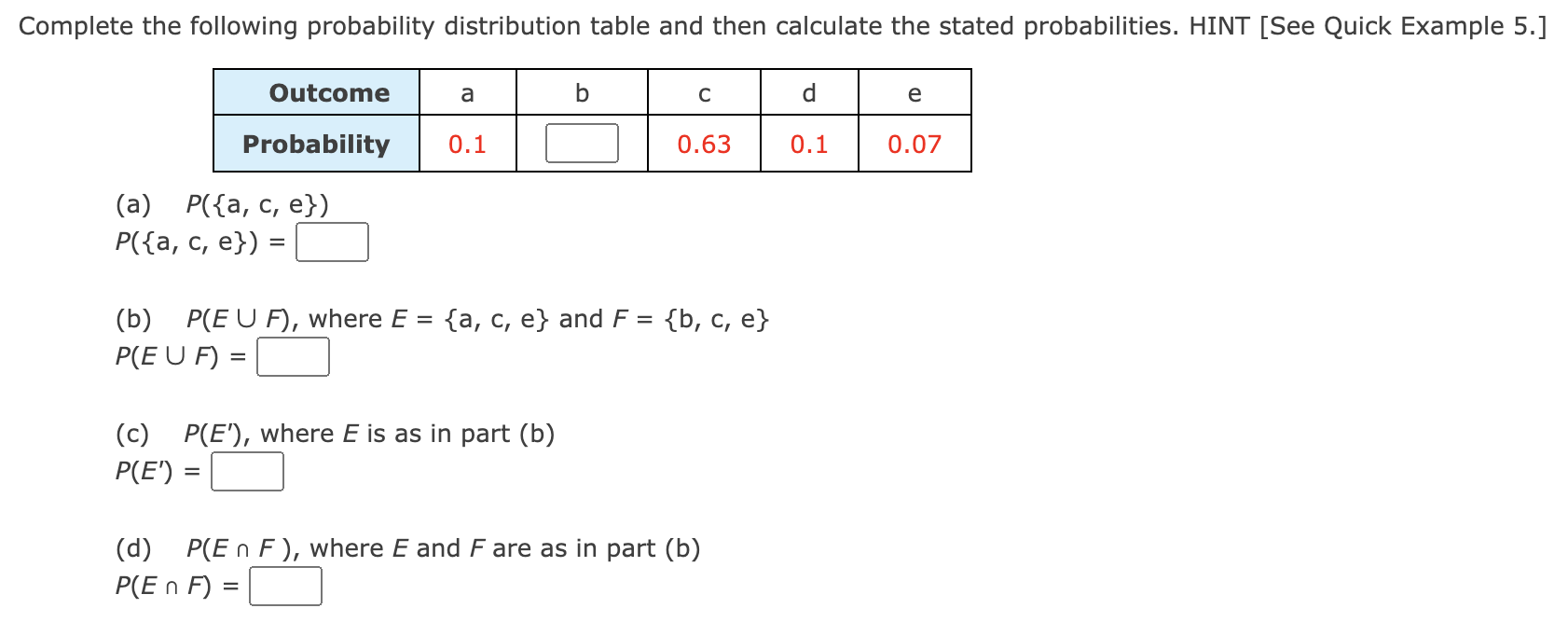 Solved Complete the following probability distribution table | Chegg.com