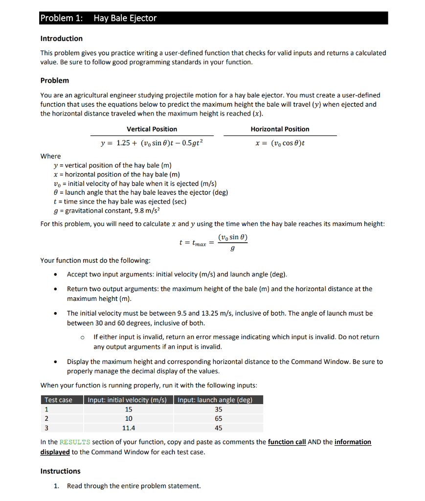Solved Problem 1: Hay Bale Ejector Introduction This problem | Chegg.com
