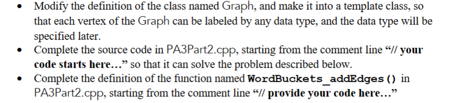 Solved - Modify the definition of the class named Graph, and | Chegg.com