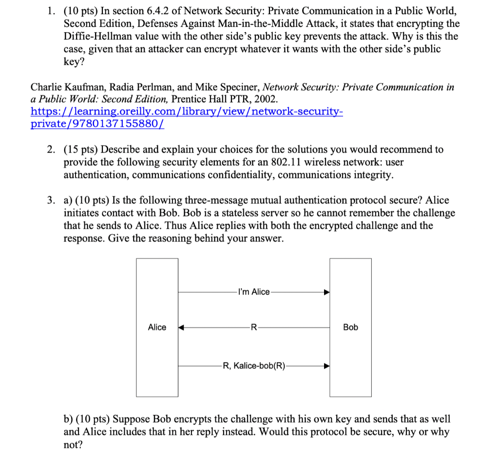 Solved 1. (10 pts) In section 6.4.2 of Network Security: | Chegg.com
