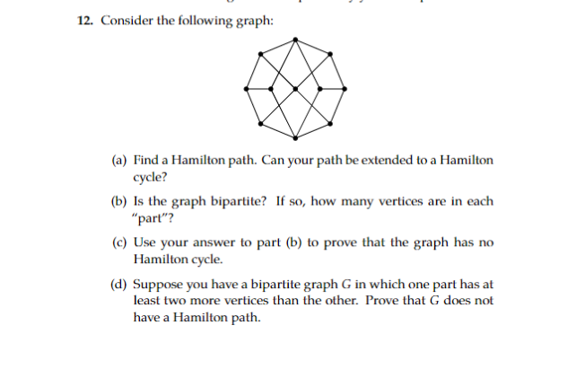 12. Consider the following graph: (a) Find a Hamilton | Chegg.com
