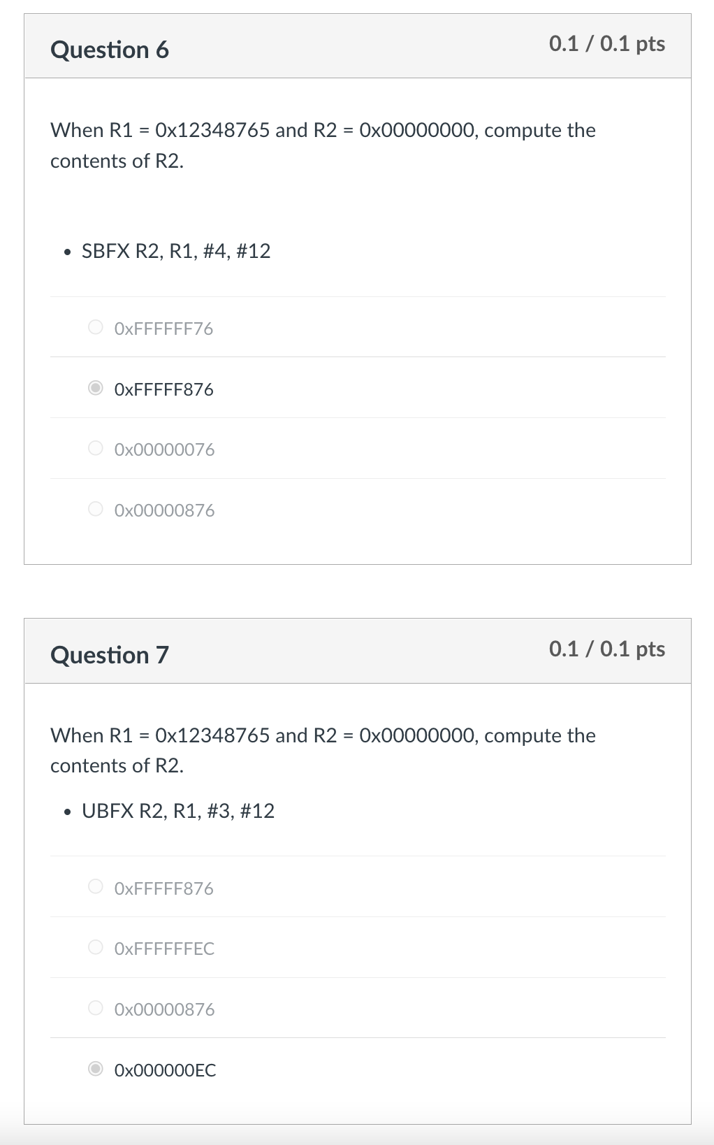 Solved When R1=0×12348765 and R2=0×00000000, compute the | Chegg.com