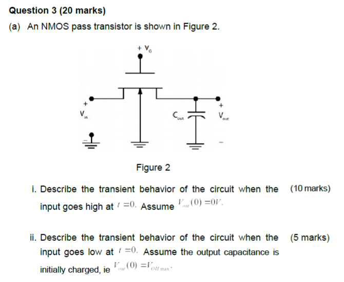 Solved Question 3 (20 marks) (a) An NMOS pass transistor is | Chegg.com