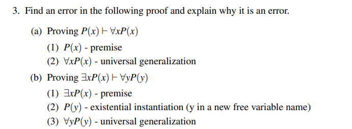 Solved Find an error in the following proof and explain why | Chegg.com