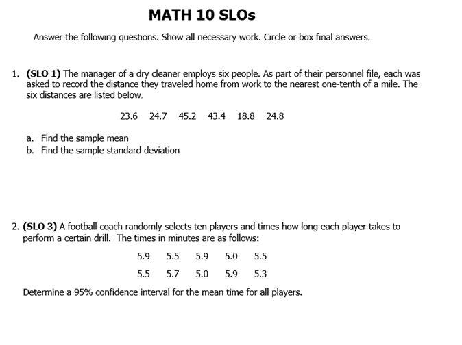 Solved MATH 10 SLOs Answer the following questions. Show all | Chegg.com