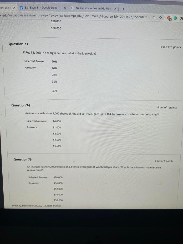Solved Fon: Exis X E Exit Exam Ill - Google Docs Х GAn | Chegg.com