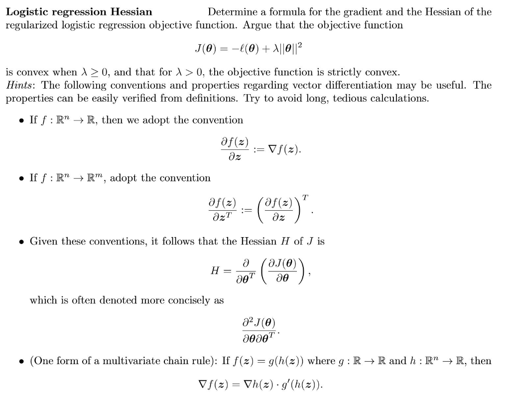 Logistic regression Hessian regularized logistic | Chegg.com