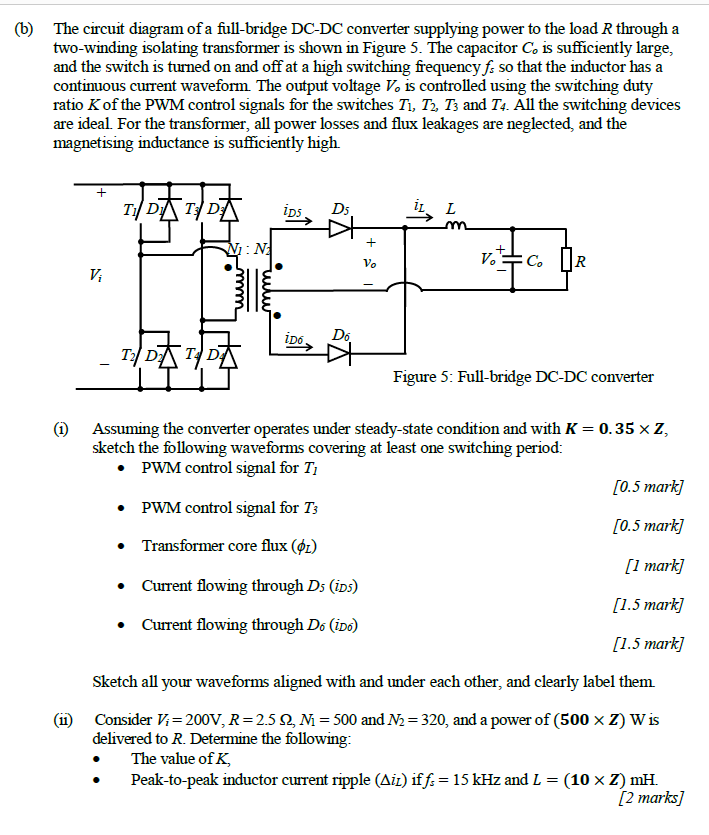 (b) The circuit diagram of a full-bridge DC-DC | Chegg.com