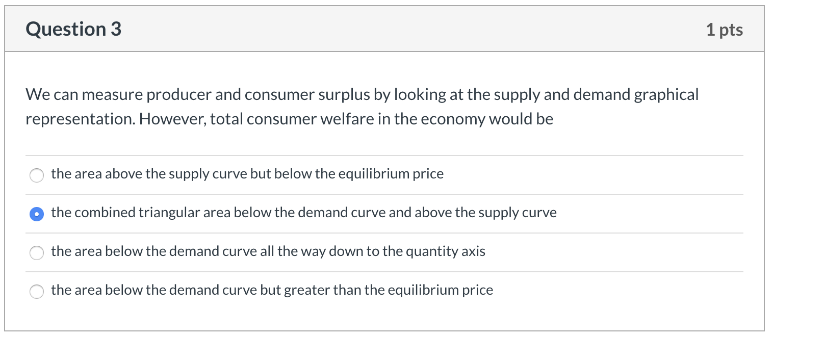 Solved Question 3 1 pts We can measure producer and consumer | Chegg.com