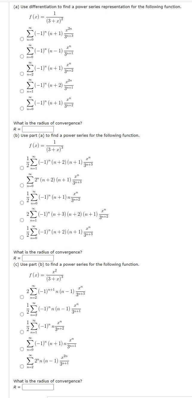 Solved (a) Use differentiation to find a power series | Chegg.com