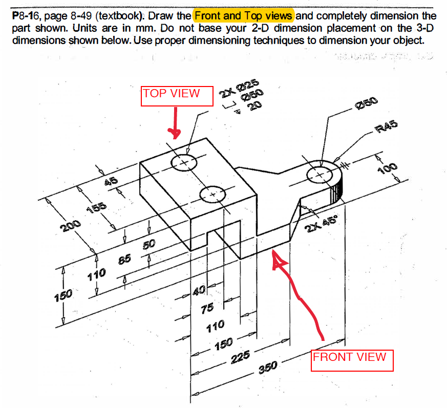 Solved P8-16, page 8-49 (textbook). Draw the Front and Top | Chegg.com
