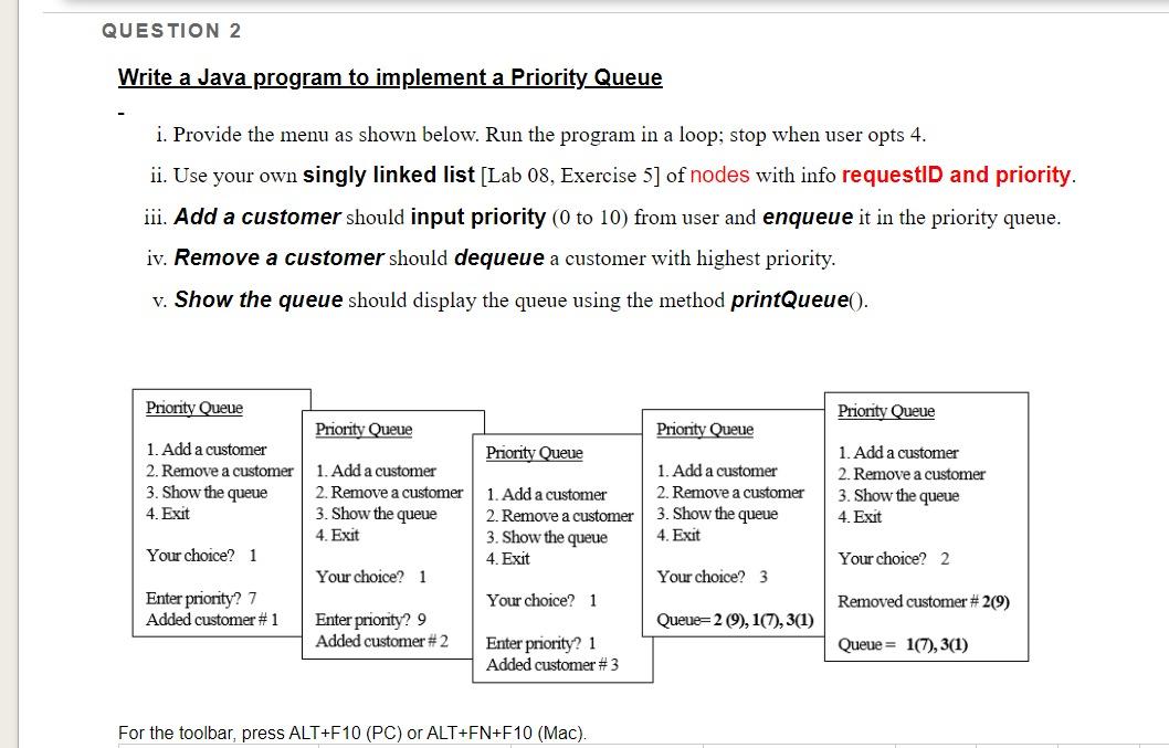 Solved QUESTION 2 Write a Java program to implement a | Chegg.com
