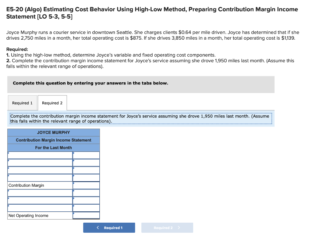 Solved E5-20 (Algo) Estimating Cost Behavior Using High-Low | Chegg.com