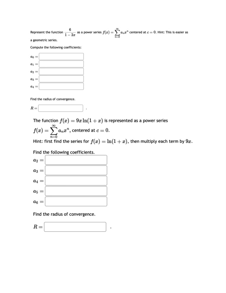 Solved Represent the function 1−2x6 as a power series | Chegg.com