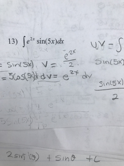 Solved Solve integral e^2x sin(5x) dx | Chegg.com