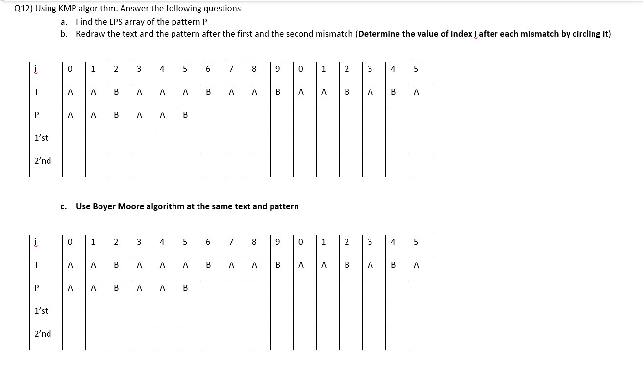 Solved Q12 using Kmp Algorithm Answer The Following 0805