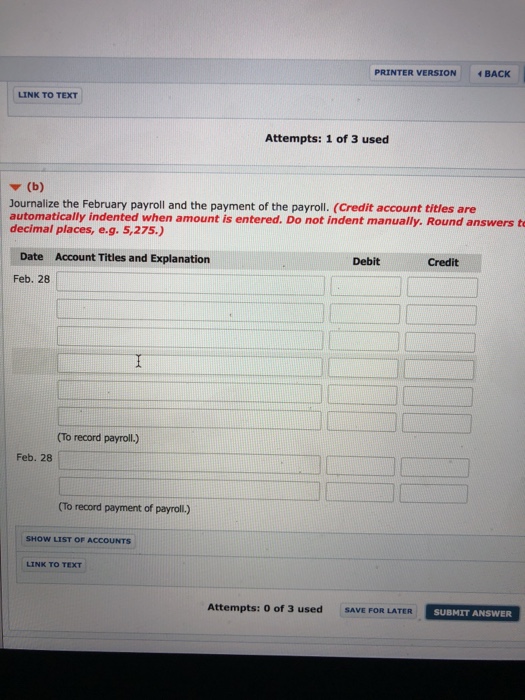Solved PRINTER VERSION BACK NEXT Exercise 11-12 (Part Level | Chegg.com