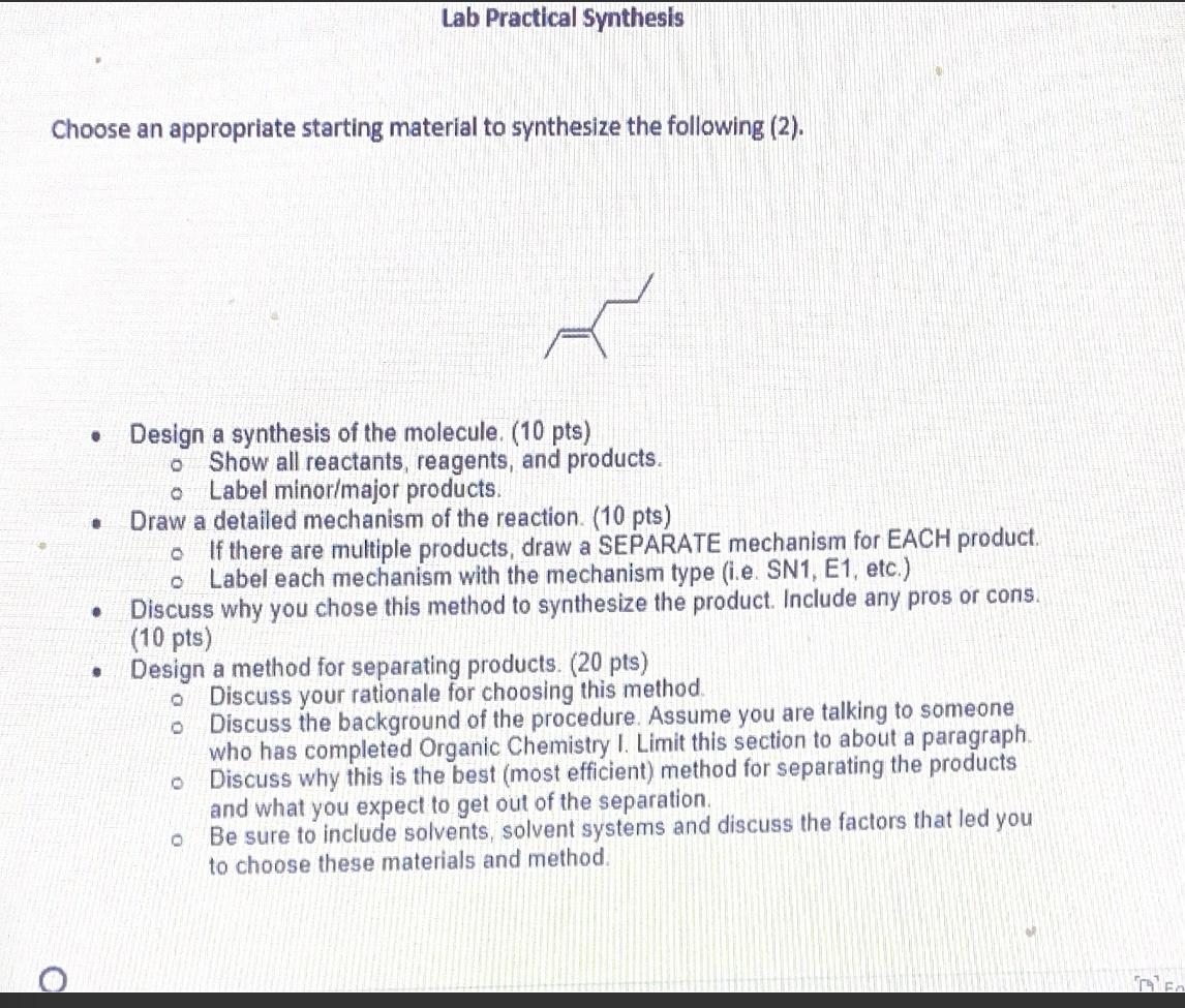 Solved Lab Practical Synthesis Choose An Appropriate 