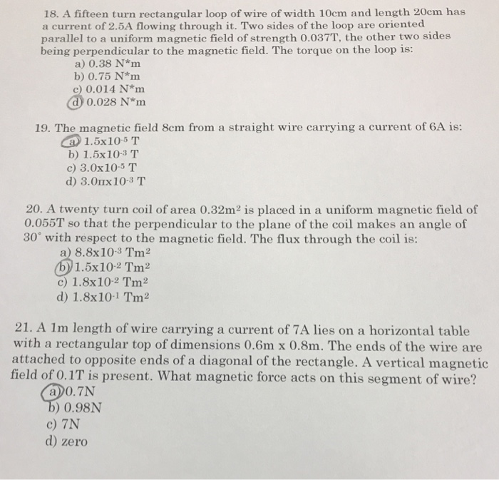 Solved 18. A fifteen turn rectangular loop of wire of width | Chegg.com