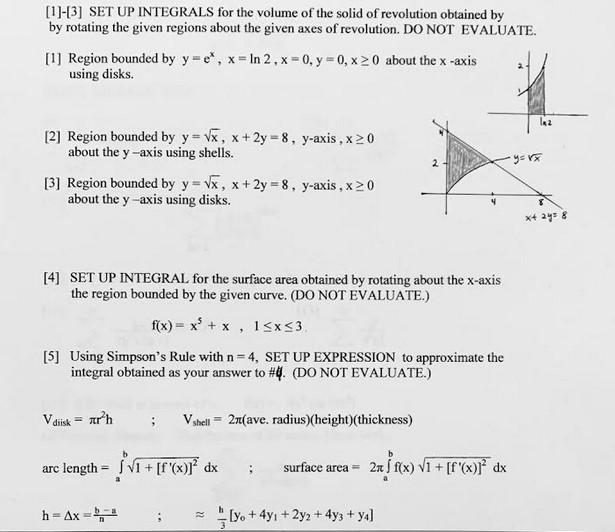 Solved [11-(3) SET UP INTEGRALS for the volume of the solid | Chegg.com