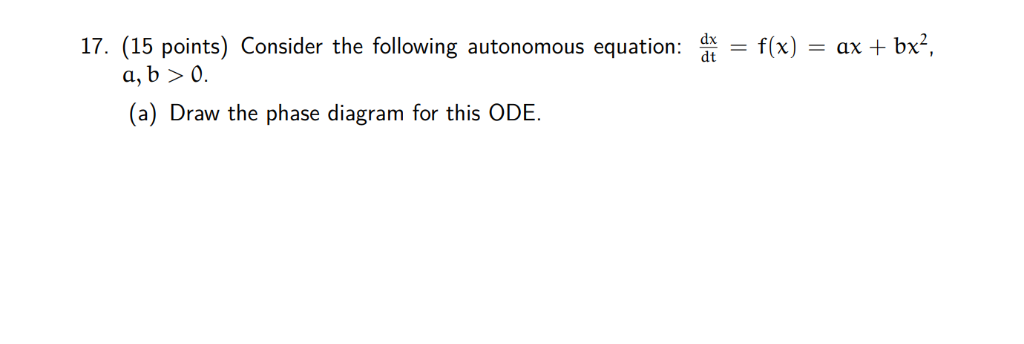 Solved 17. (15 points) Consider the following autonomous | Chegg.com