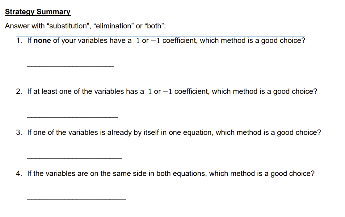 Solved 1. If none of your variables have a 1 or −1 | Chegg.com