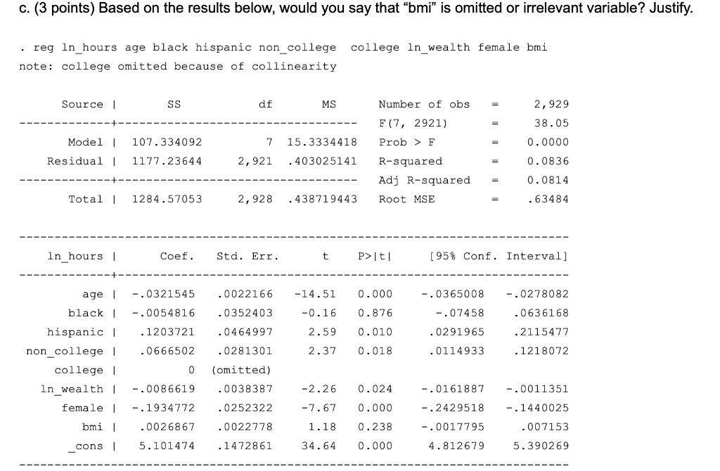 Solved a. (2 points) Refer to the results given in Question | Chegg.com