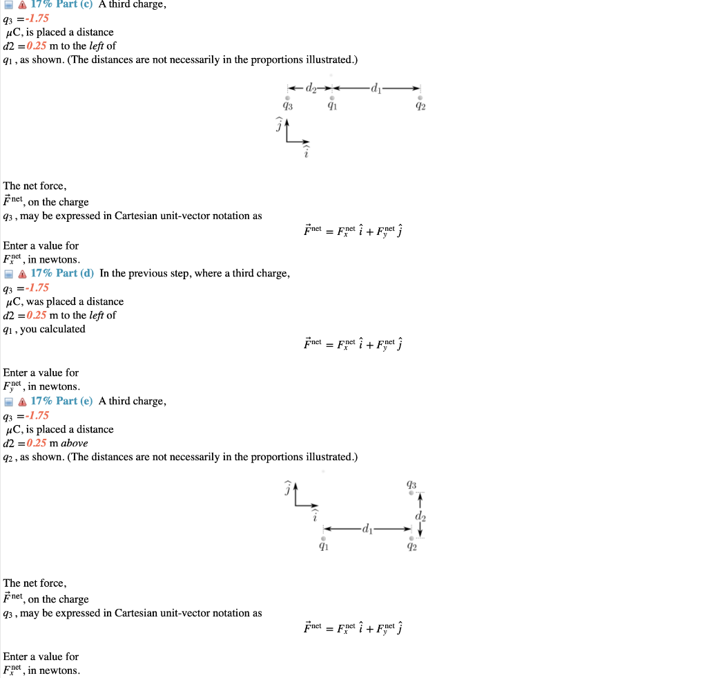 Solved (20\%) Problem 3: A charge q2=12.0μC appears a | Chegg.com