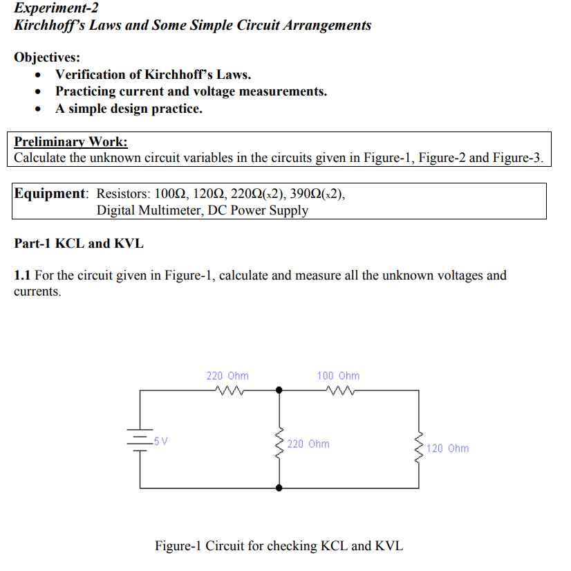 Solved Experiment-2 Kirchhoff's Laws and Some Simple Circuit | Chegg.com