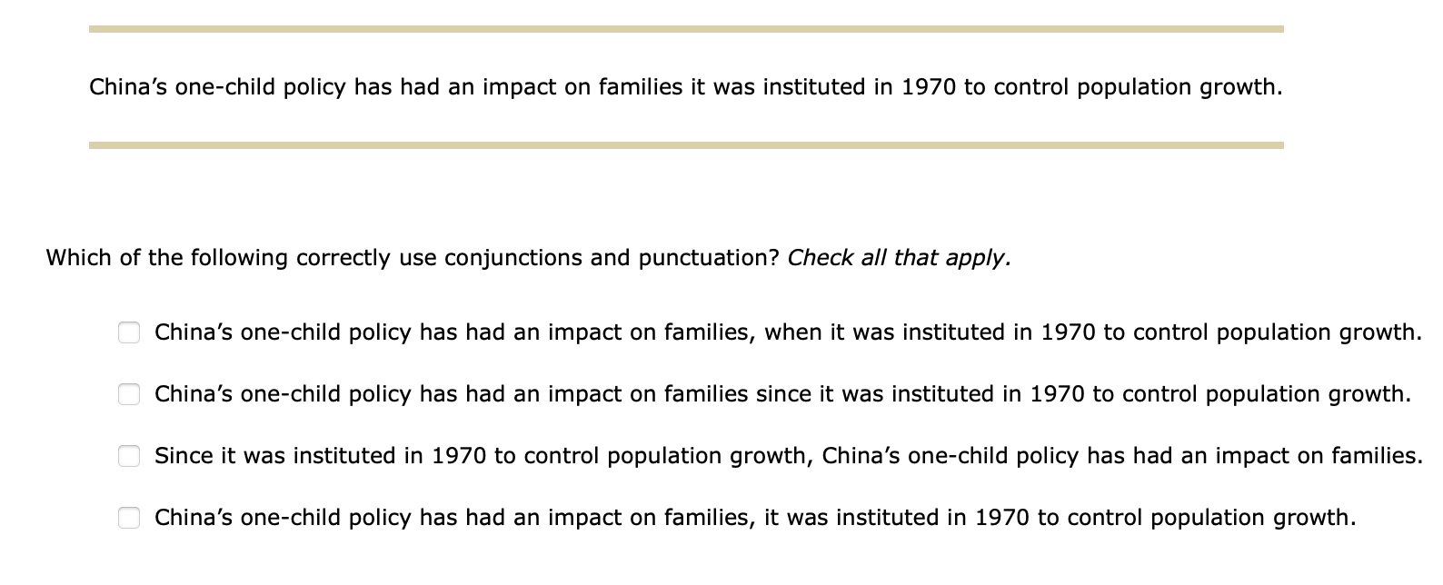 China's one-child policy has had an impact on | Chegg.com