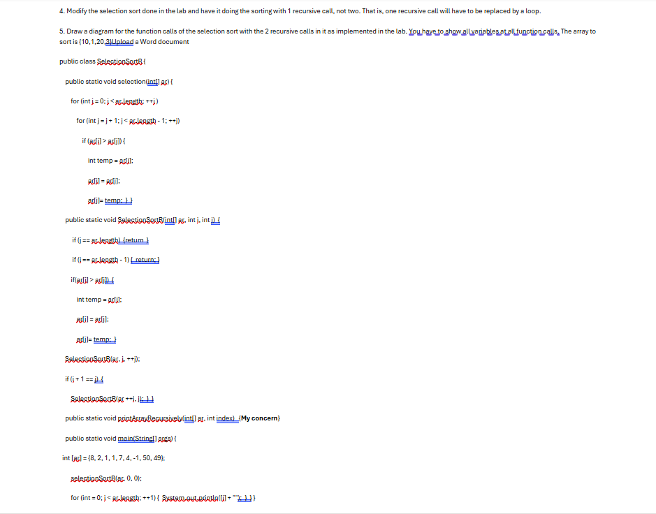 Solved Modify the selection sort done in the lab and have it | Chegg.com