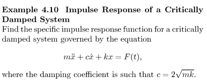 Solved Example 4.10 Impulse Response of a Critically Damped | Chegg.com