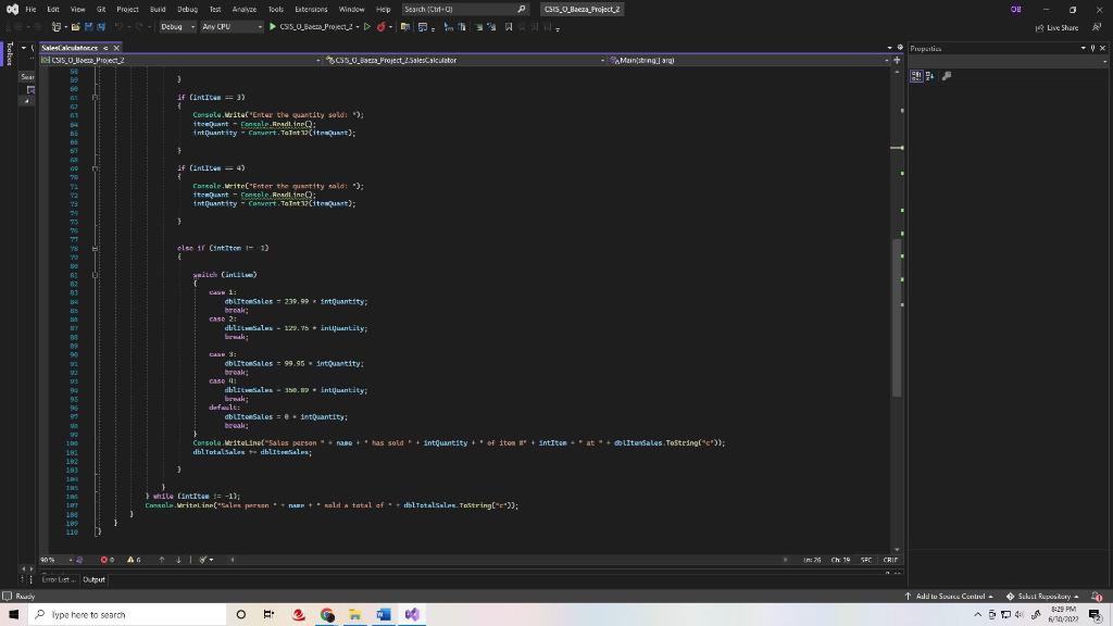 Solved Need help making my visual studio C# code I need it | Chegg.com