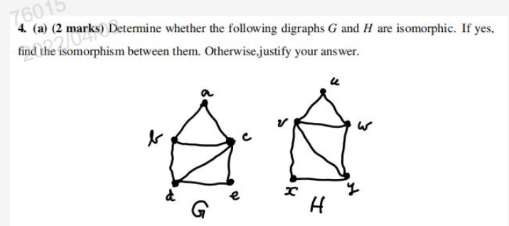 Solved 76010 4. (a) (2 find the isomorphism between them. | Chegg.com