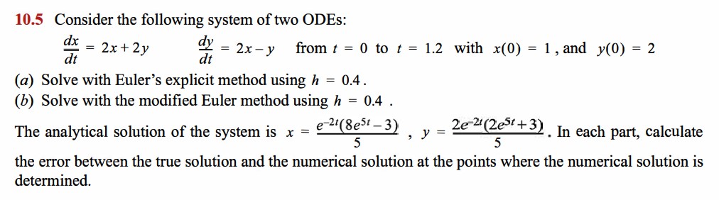 Solved 10.5 ﻿Consider the following system of two | Chegg.com