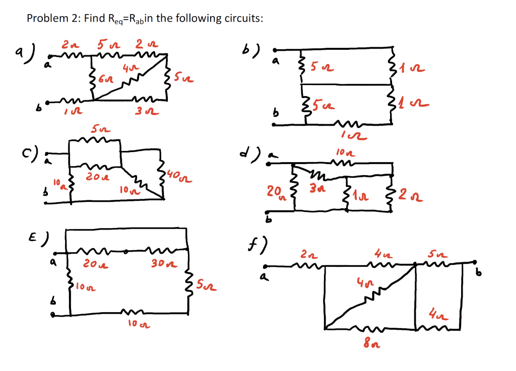 Solved Problem 2: Find Req=Rab in the following circuits: b. | Chegg.com
