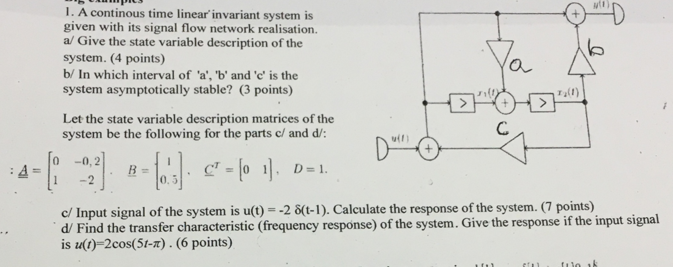 1.A continous time linear' invariant system is given | Chegg.com