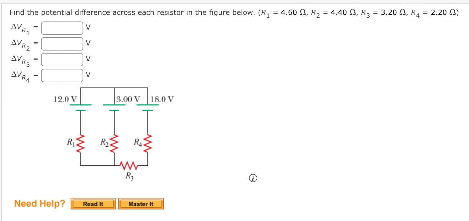 Solved Find the potential difference across each resistor in | Chegg.com