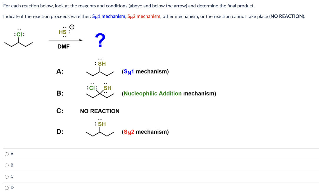 Solved For each reaction below, look at the reagents and | Chegg.com