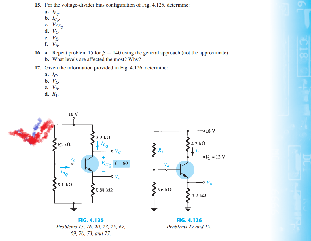 Solved 15. For the voltage-divider bias configuration of | Chegg.com