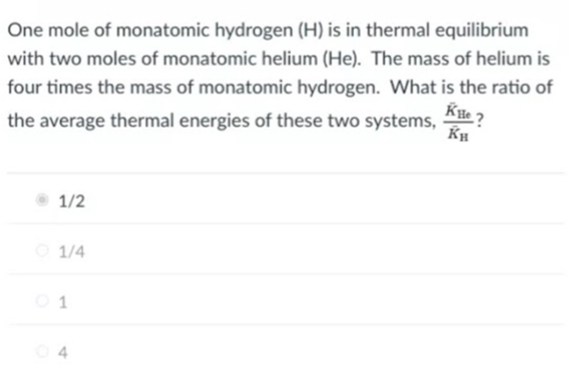 Solved One mole of monatomic hydrogen (H) is in thermal | Chegg.com